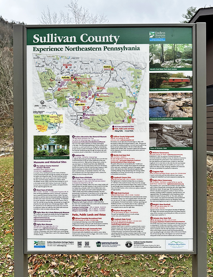 Sullivan County's information board: the analog version of Google Maps for those of us who remember folding paper maps incorrectly.