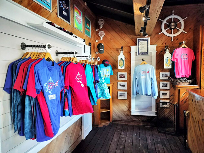 Beach memories you can take home! Schooners' merchandise wall offers colorful souvenirs that say "I came, I ate, I conquered Panama City Beach."
