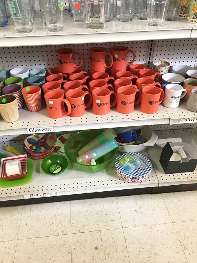 The "Perks" of thrift shopping! These orange mugs could become your morning ritual or the perfect conversation starter at your next gathering.
