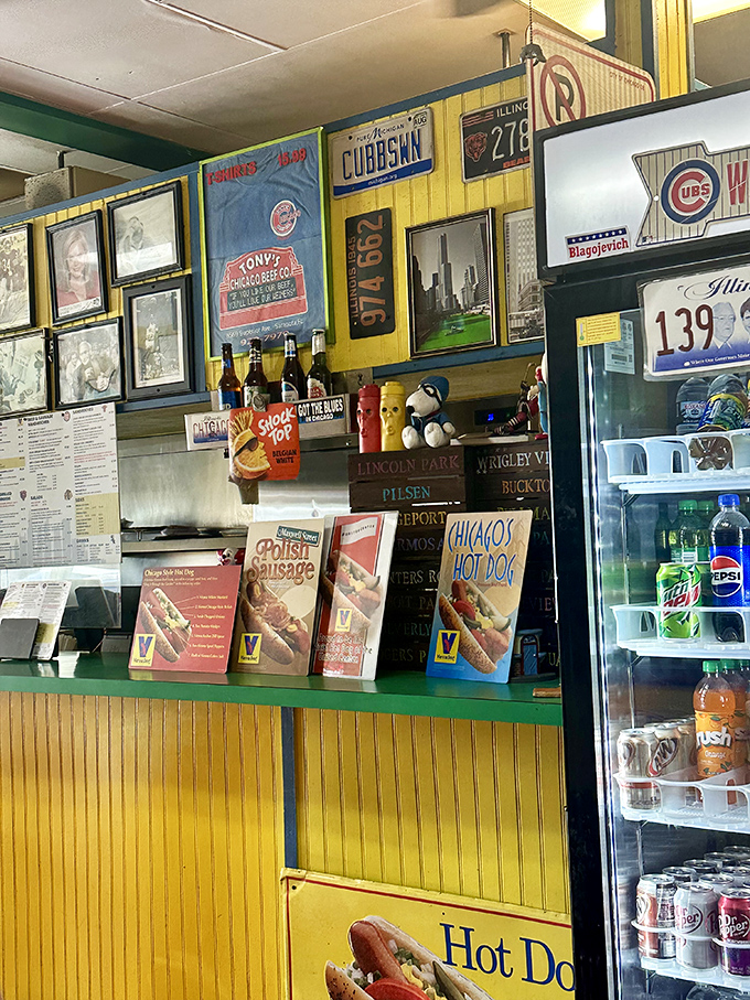 The counter is command central, where Chicago sports history watches over your order like guardian angels of good taste.