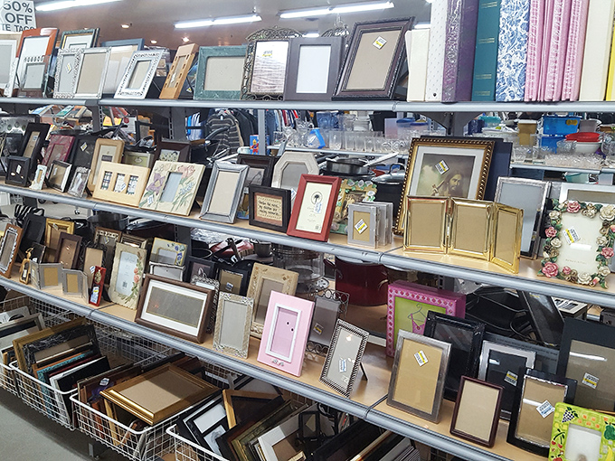 Frame your memories in someone else's forgotten treasures. This wall of possibilities holds the perfect showcase for your family photos and artwork.