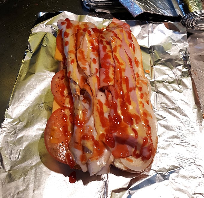 The pit turkey sub: proof that this little yellow building has mastered the art of smoking any protein perfectly.