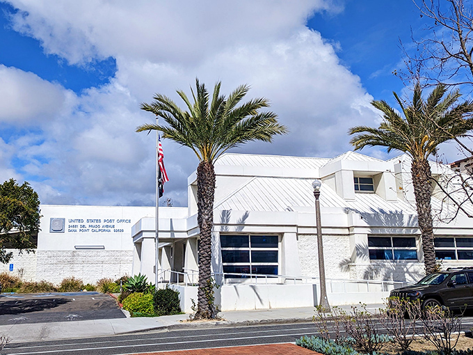 Even running errands feels like a getaway when your post office is framed by swaying palms against a backdrop of California blue skies.