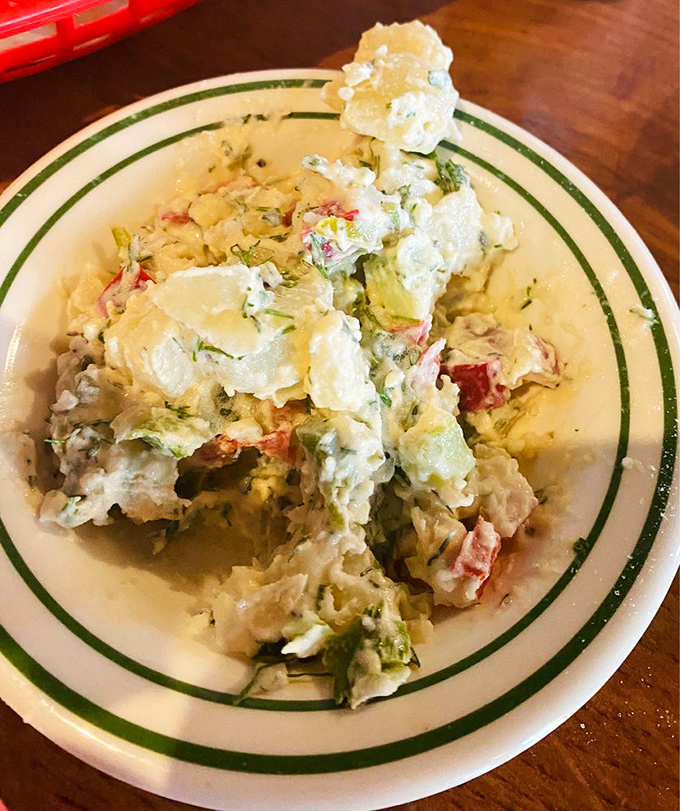 A potato salad that doesn't apologize for being exactly what it is&mdash;creamy, chunky, and ready to support your seafood adventure.