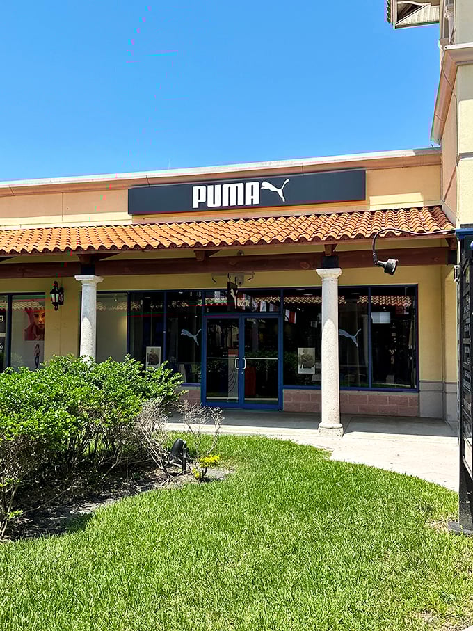 Puma prowls at the gateway to the Keys. The sleek storefront offers athletic wear that transitions from shopping spree to sunset stroll.