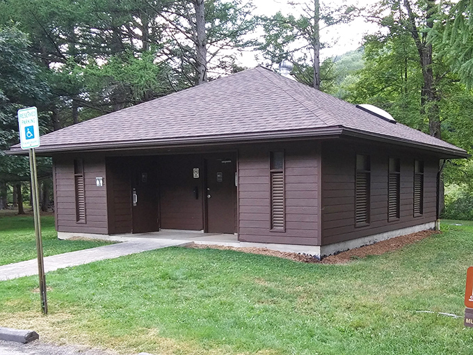 The park's restroom facilities &ndash; proving that "roughing it" doesn't have to mean "holding it." Clean, accessible, and mercifully spider-free.