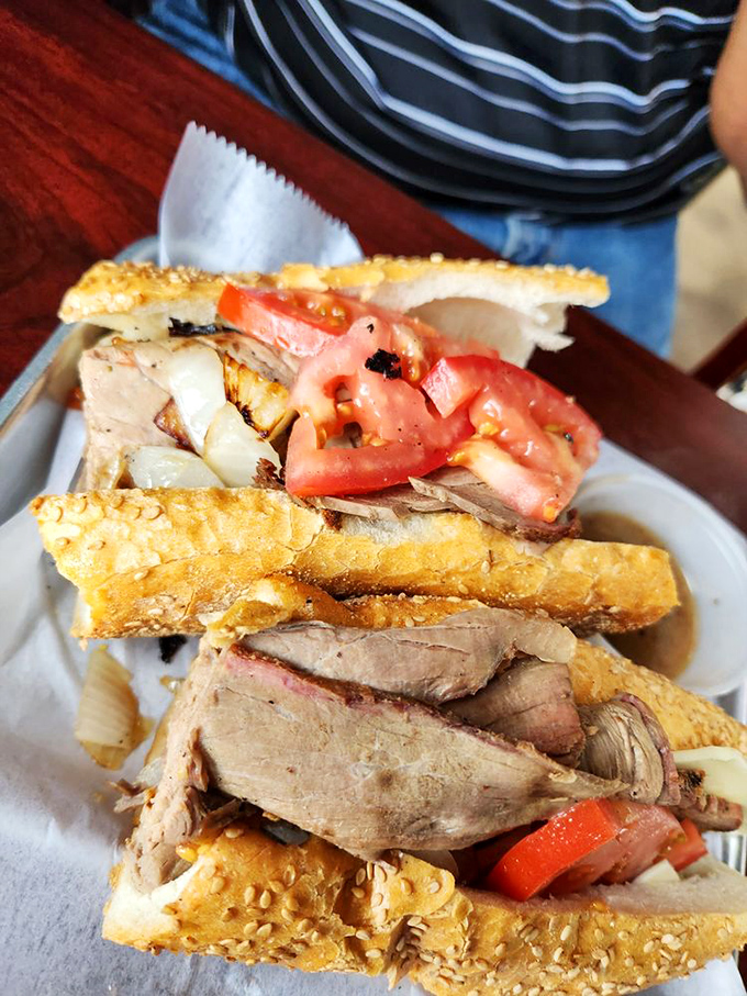 The roast beef sandwich &ndash; where thinly sliced meat, fresh tomatoes, and a sesame-seeded roll create a trifecta of lunchtime perfection.