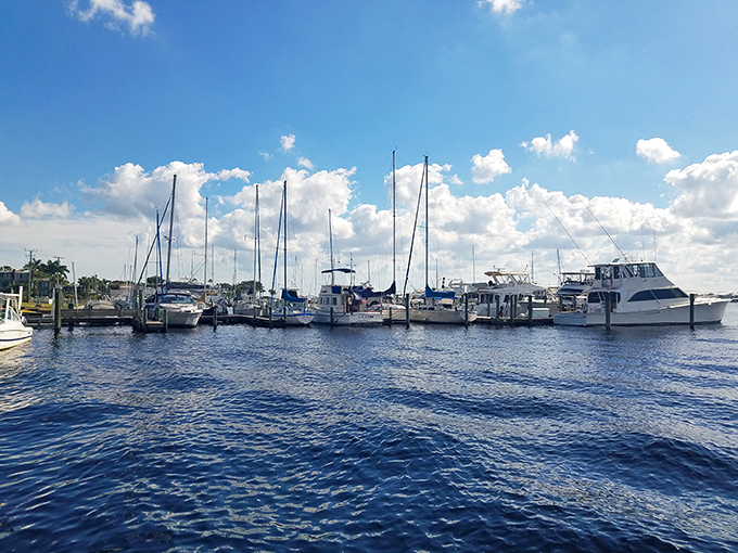 The marina showcases the boating lifestyle that many retirees dream about, with options for every budget from kayaks to cabin cruisers.