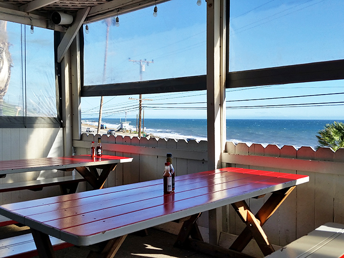 Dining with a view that no interior designer could replicate. The Pacific Ocean provides the ultimate backdrop for seafood feasting.