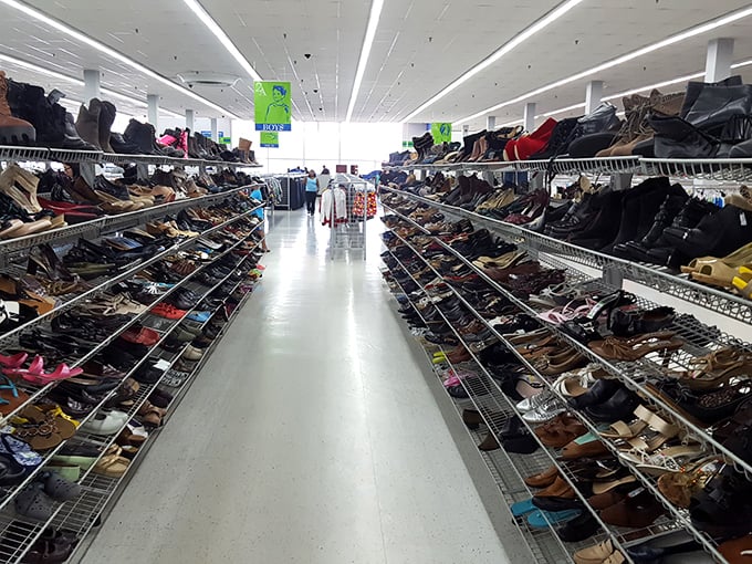 Shoe aisles stretch endlessly, offering footwear adventures that could outfit a small army of fashion enthusiasts.