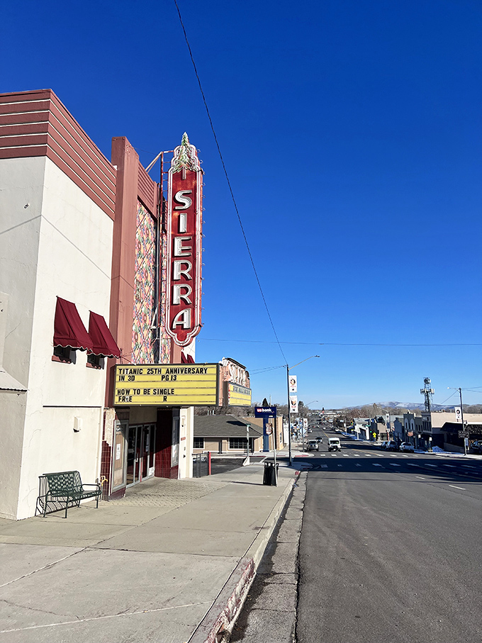 The historic Sierra Theater's neon sign has been lighting up Susanville nights for generations, a beacon of entertainment in this mountain community.