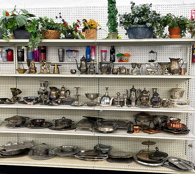 A silver lover's dream or a polishing nightmare? These metallic treasures await someone with elbow grease and a penchant for vintage entertaining.