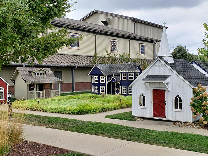 Miniature houses create a storybook village scene. It's like someone shrunk the real buildings &ndash; a delightful playground for imagination or perhaps very tiny tourists.