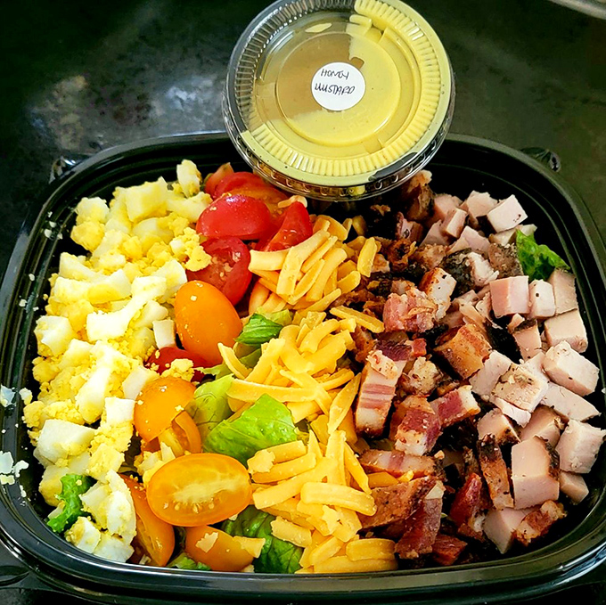 This isn't just a salad; it's a protein-packed masterpiece where smoked turkey and fresh vegetables come together like the world's healthiest barbecue compromise.