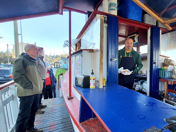The exchange of fish for cash &ndash; a tradition as old as coastal towns themselves. The staff works with the efficiency of a well-seasoned galley crew.