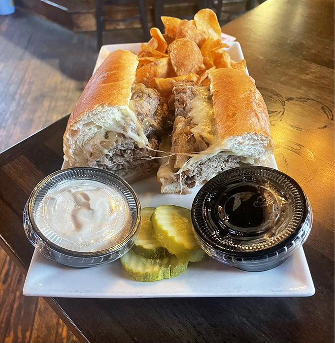 A cheesesteak that's having an identity crisis as a French dip&mdash;and we're here for it. The twin dipping sauces create a choose-your-own-adventure for your taste buds.