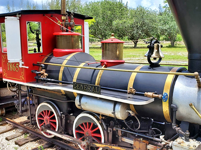 All aboard The General! This colorful replica steam locomotive could have chugged straight out of a storybook about America's railroad golden age.
