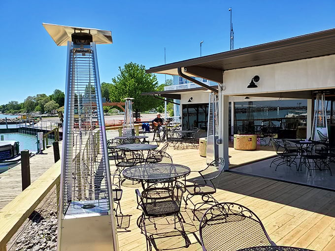 Waterfront dining doesn't get more authentic than this deck overlooking the marina, where fresh air seasons every bite.