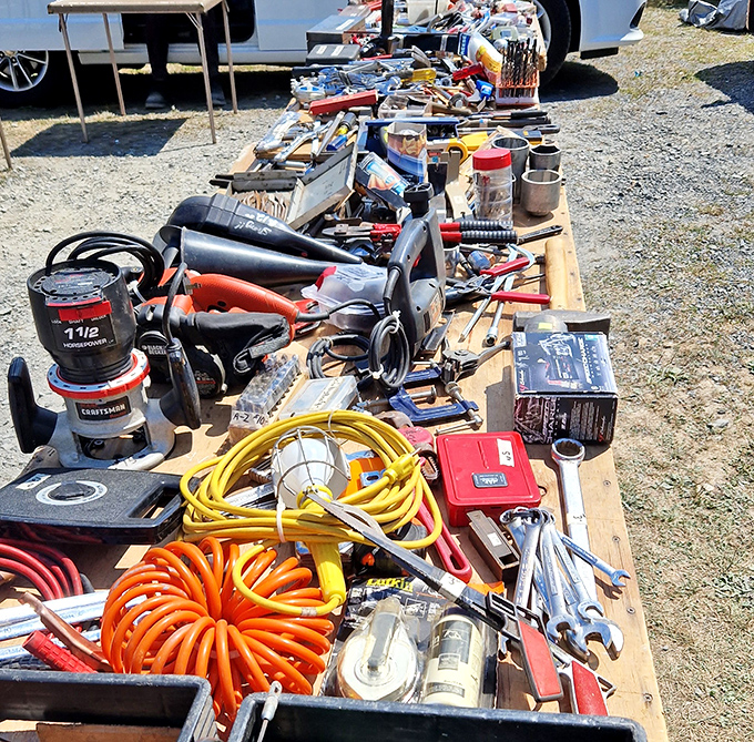 Tool paradise for the handy and hopeful alike. That orange extension cord has stories to tell from garages across Pennsylvania.