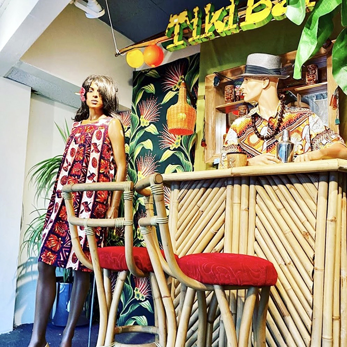 The tiki bar setup isn't just decor&mdash;it's an invitation to throw the retro party you've always dreamed about. Hawaiian shirt not included, but available nearby!