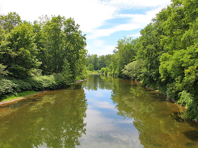 Tunkhannock Creek flows beneath a winter sky, its name derived from Lenape words meaning "small stream"—though there's nothing small about its beauty.