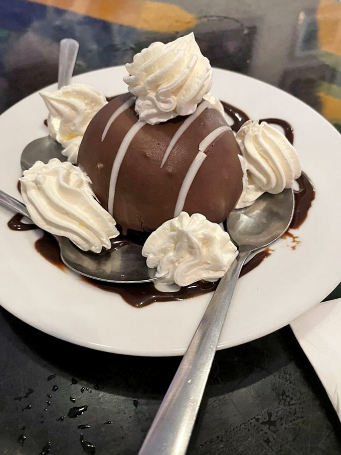 The Tuxedo Bomb dessert&mdash;formal enough for a black-tie affair but casual enough to eat with your hands if nobody's looking.