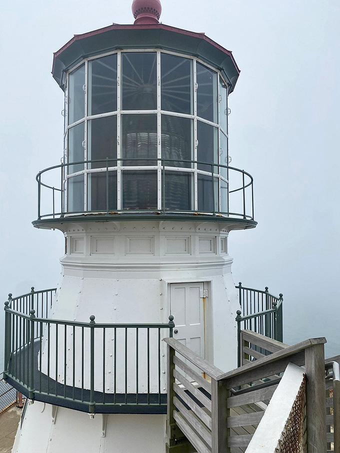 Engineering marvel meets maritime history in this gleaming lens room. The lighthouse keeper's equivalent of a corner office with a view.