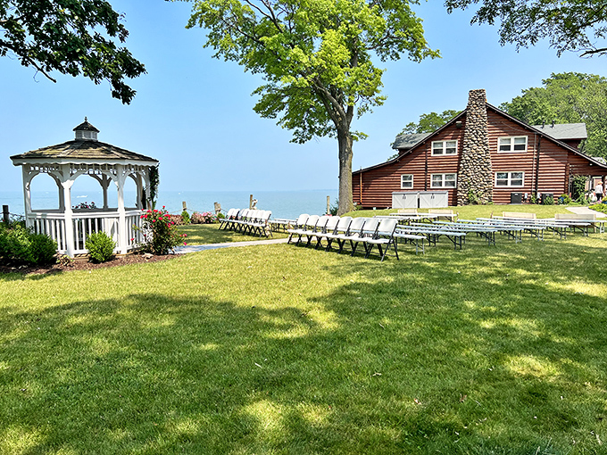 A gazebo that's witnessed countless "I do's" with Lake Erie as the witness. Wedding planners couldn't design a more perfect lakeside setting. 
