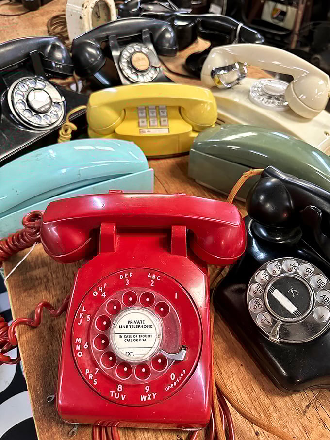 Before smartphones ruled our lives, these beauties connected us. That red rotary would make any modern speed-dialer appreciate technological progress!