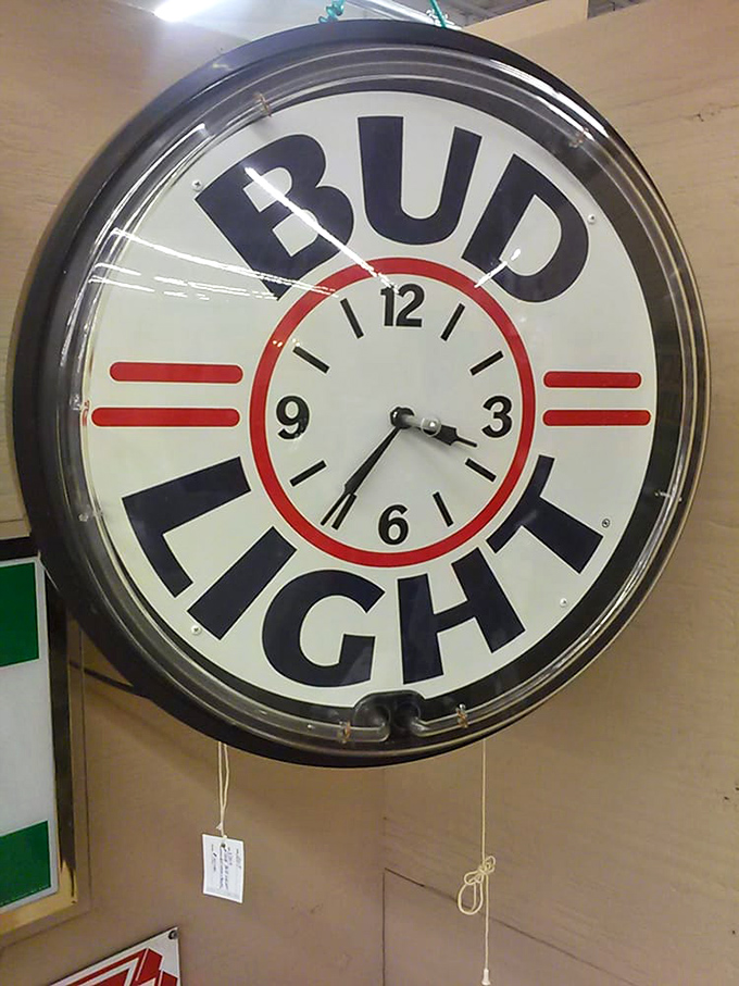 Time stands still in this vintage Bud Light advertising clock. Perfect for the basement bar of anyone who appreciates beer o'clock nostalgia.