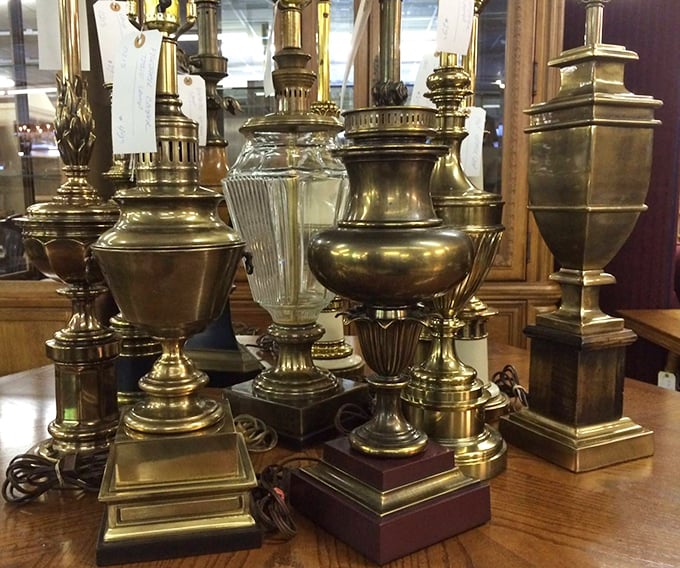 These vintage brass lamps aren't just lighting fixtures&mdash;they're time machines to an era when living rooms had gravitas.