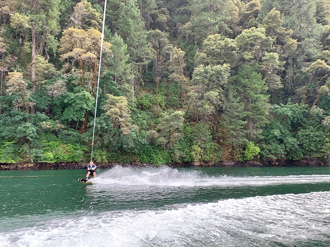 Who needs expensive theme parks when you've got this watery playground? Sierra foothills wakeboarding adds splash to affordable living.