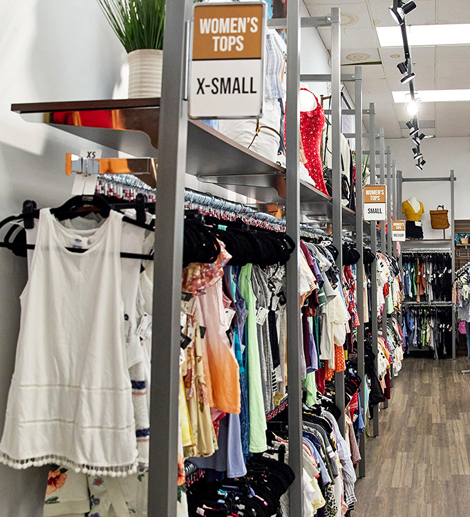 Women's tops organized by size&mdash;no archaeological dig required to find your perfect fit.