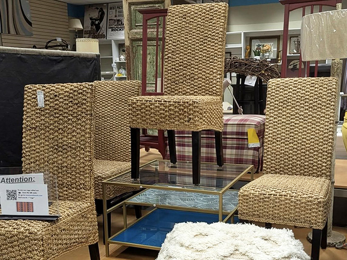 Woven chairs that bring resort vibes to your dining room. Like sitting in a basket, but infinitely more comfortable and socially acceptable.