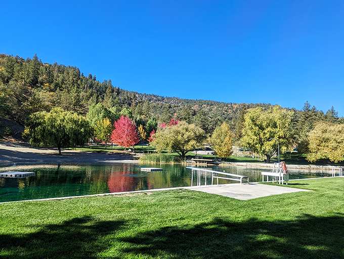 Fall transforms this serene pond into a reflection pool for autumn's paintbrush, creating a double showing of nature's color palette.