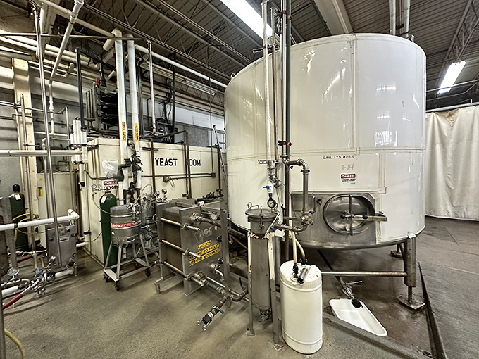Behind the scenes in the yeast room, where the magic begins. Without these tanks, Saturday afternoons in Wisconsin would be considerably less fun.