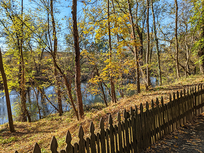 Fall foliage frames the walking paths surrounding the caverns, proving that above-ground scenery rivals what lies beneath.