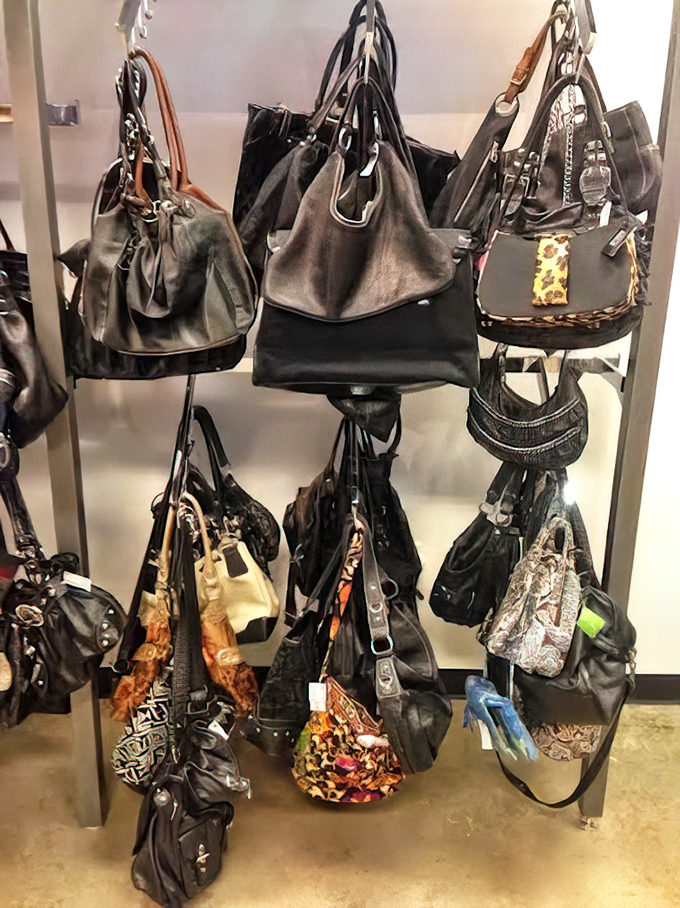 Handbag heaven where leather treasures hang like fashion fruit ripe for the picking &ndash; no buyer's remorse included in the price.