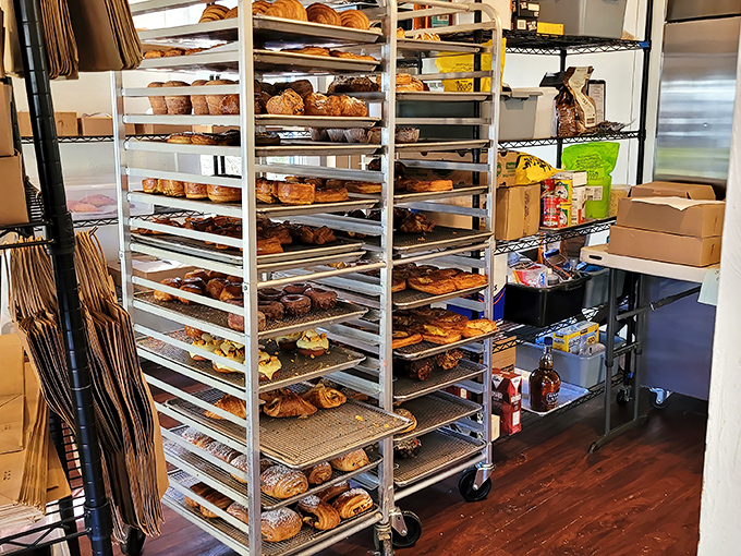 Behind every great bakery is a rack of freshly baked wonders waiting their turn in the spotlight. This is the backstage pass to carb heaven.