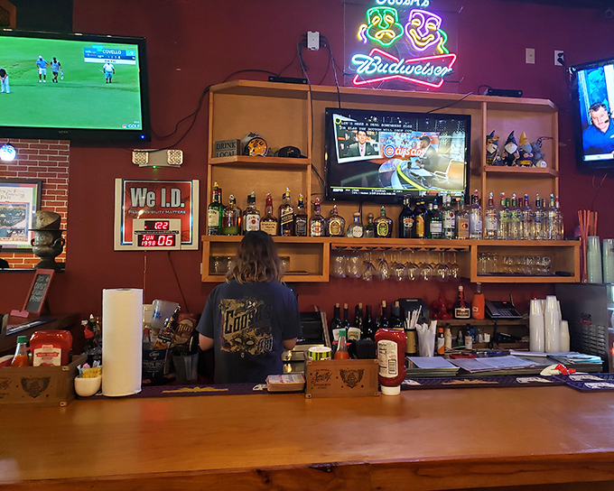 The bar isn't just stocked—it's prepared for any situation requiring liquid courage or celebration. Mardi Gras spirit available year-round.