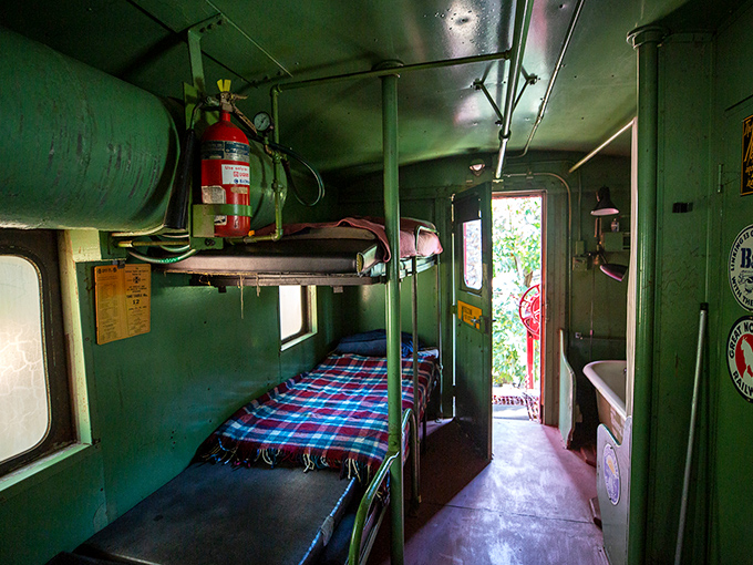 All aboard for dreamland! This converted caboose bedroom offers the romance of rail travel without ever leaving the castle grounds.