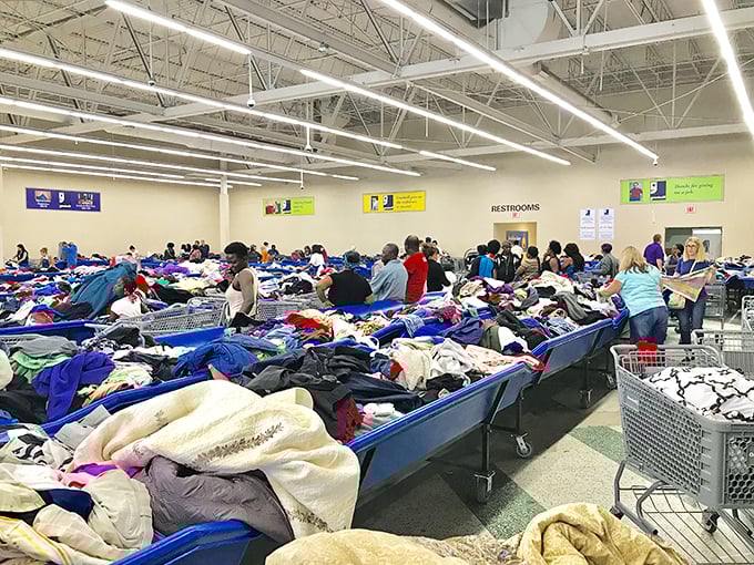 An ocean of possibility where savvy shoppers navigate currents of cotton, polyester, and occasional designer silk islands.