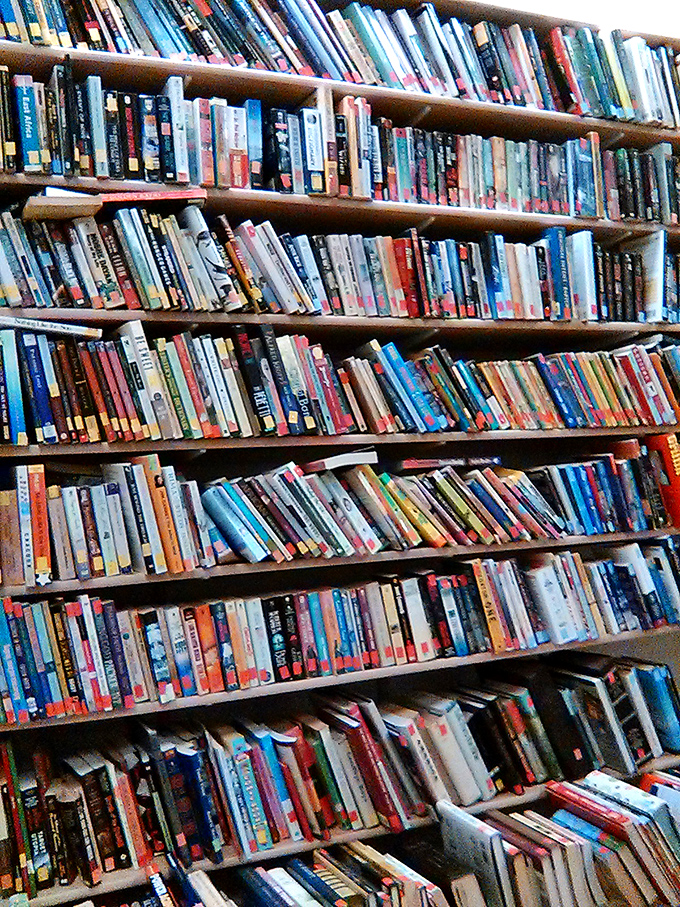 A bibliophile's dream wall of possibilities&mdash;thousands of literary adventures waiting to be adopted for less than a fancy coffee.