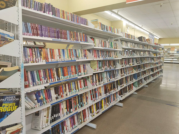 The book section rivals any library, where bestsellers of yesteryear wait for their chance at a comeback in someone's reading nook.