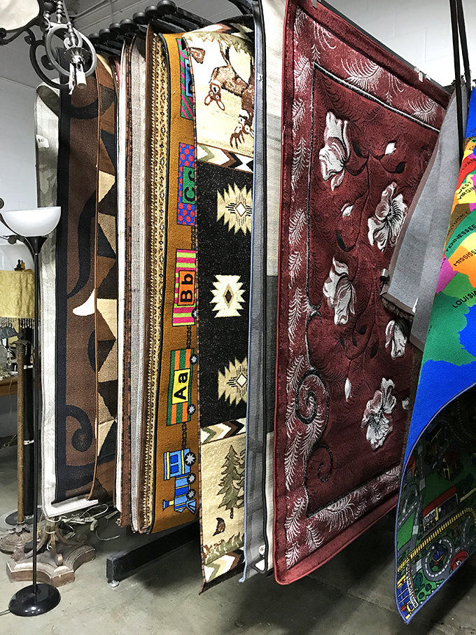 A textile gallery where floor coverings become wall art. These rugs didn't fly in from Aladdin's world, but they'll certainly transport your living room.