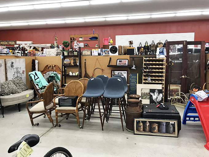 Chair-hunting heaven for the discerning sitter. That blue set would be perfect for the kitchen where you pretend to follow complicated recipes.