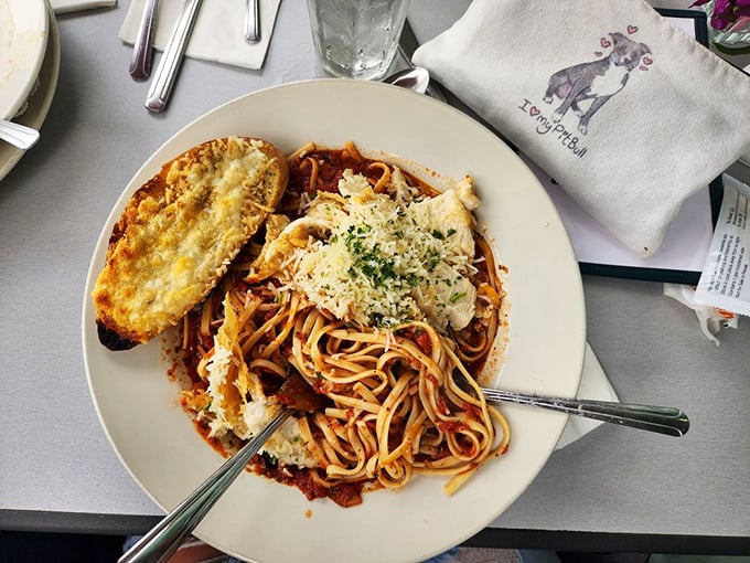 Pasta that would make an Italian grandmother nod in approval. The garlic bread isn't just a side&mdash;it's an essential supporting character.