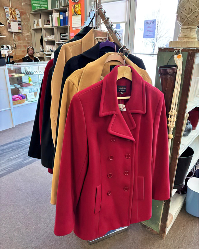 Coat couture at its finest – that vibrant red peacoat could be your new winter statement piece for less than a fancy dinner