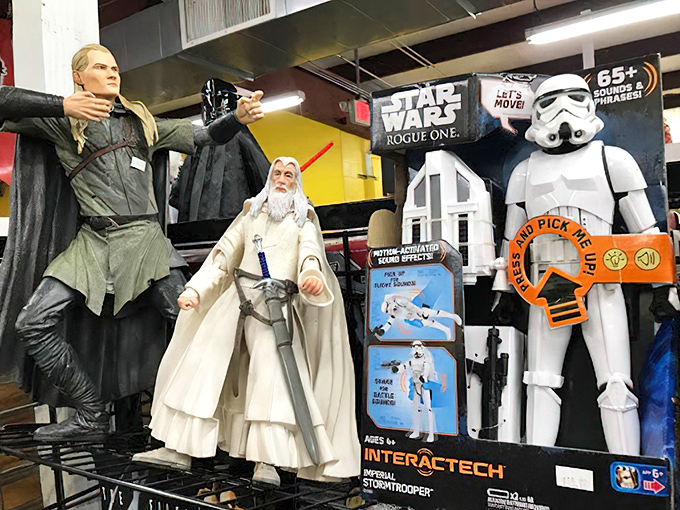 The Force is strong with this vendor! Life-sized Star Wars figures stand at attention, ready to guard the collection of any self-respecting galaxy defender.