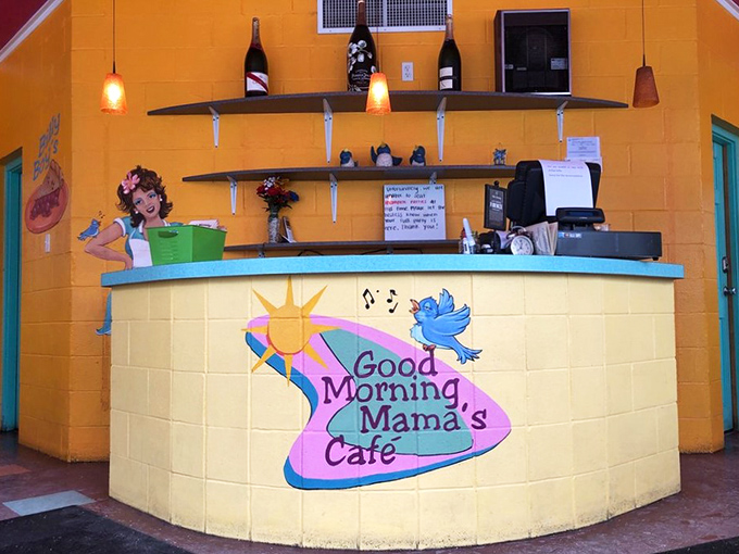 The counter where breakfast dreams come true, painted in colors that coffee alone couldn't match for morning energy.